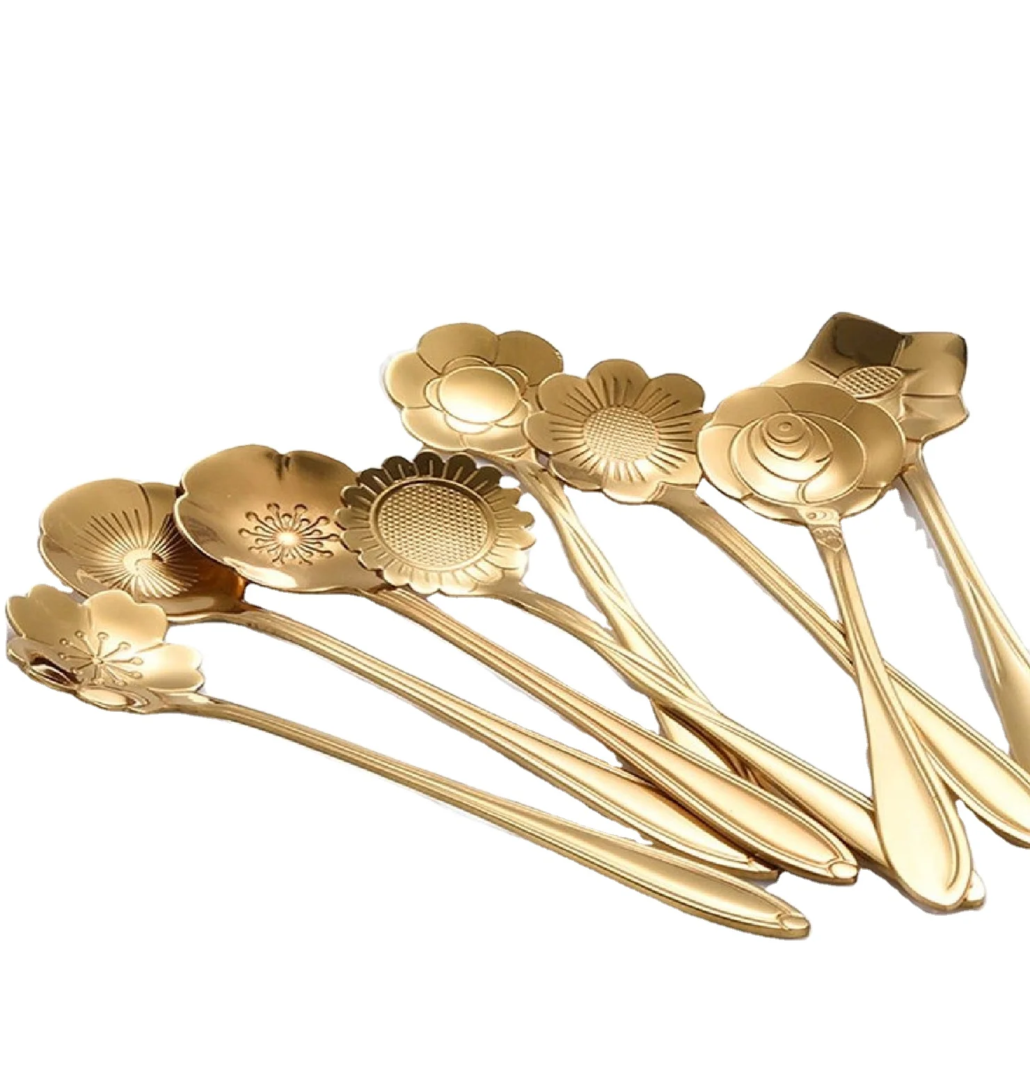 Flower Spoon Set,Stainless Steel Reusable Tableware Wholesale Natural ...