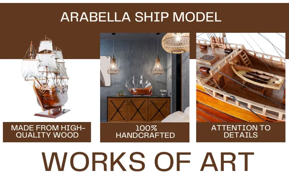 Arabella Model Ship Handcrafted Wooden Replica With Display Stand ...
