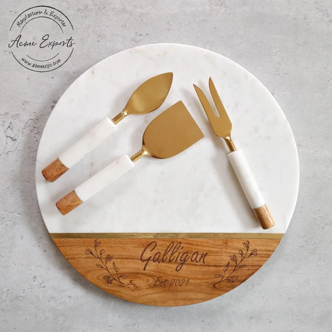 Modern Luxury Handcrafted 4Piece Stainless Steel Cheese Set with Wood ...
