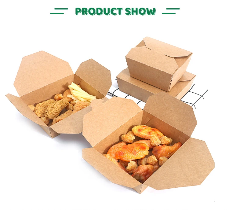 Kraft Paper Food Packaging Boxes Disposable Lunch Box Take Away Food ...