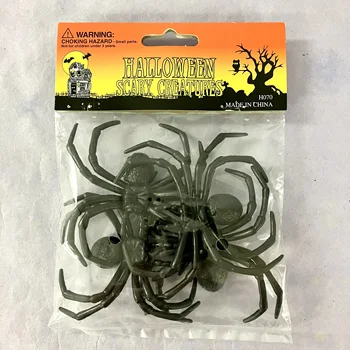 Oem Halloween Creature Pvc Black Long Leg Spider 4pcs Set Decoration ...