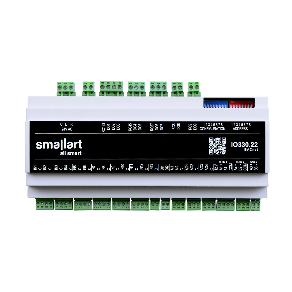 IO330 30 Channel DIN Rail Input Output Controller 24V AC BACnet MS TP ...