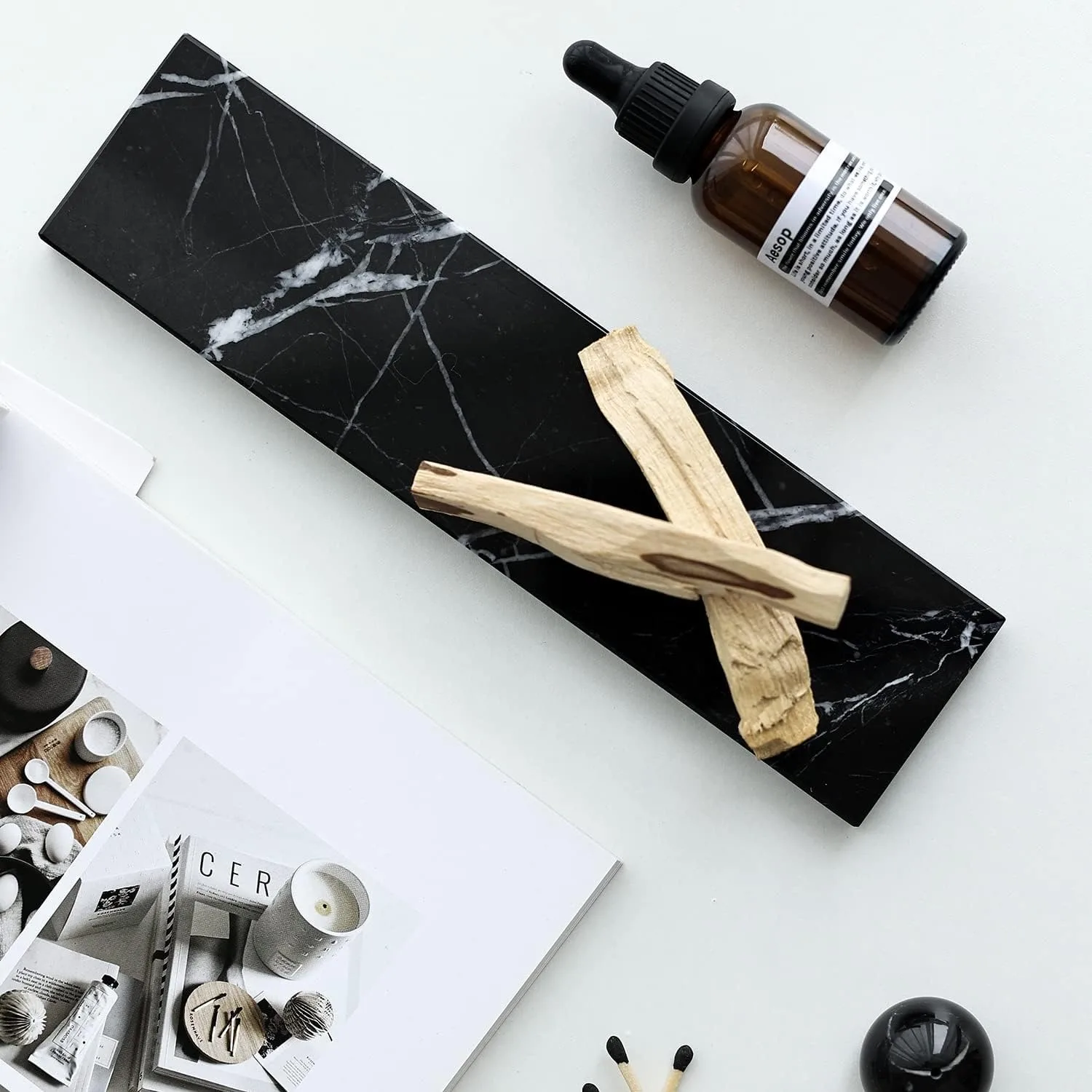 Handmade Marble Black Soapstone Incense Stick Burner Candle Stick ...