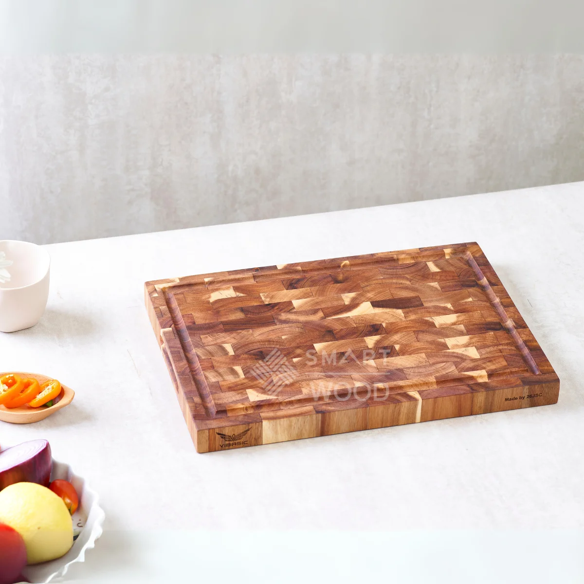 WHOLESALE PRICE FROM SMARTWOOD FACTORY WOODEN RECTANGLE SHAPE ACACIA END GRAIN RECTANGLE CUTTING ...
