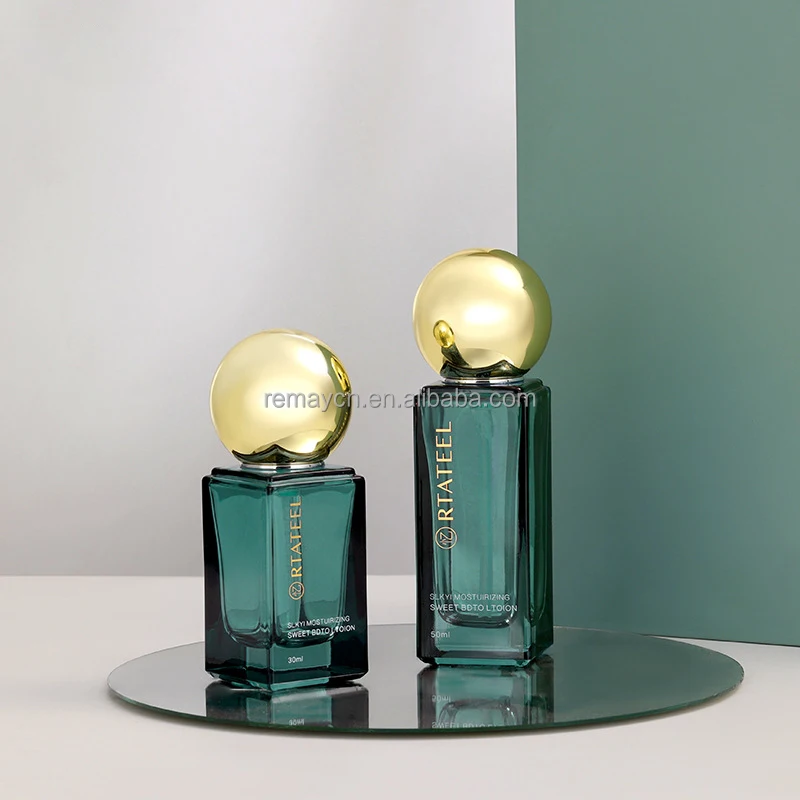 Skincare Square Glass Packaging Bottles 30g 50g 30ml 50ml 100ml 120ml Glass Jar Luxury Lotion ...