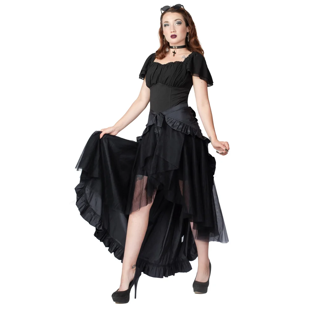 Steampunk Retro Victorian Beaver Punk Lace Up Ruffle Pencil Skirt for ...
