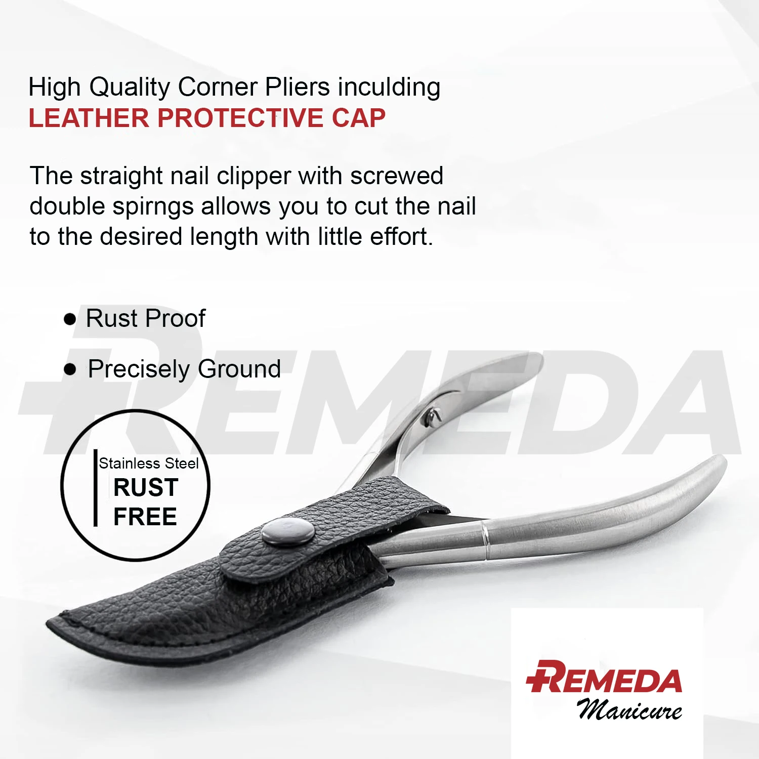 REMEDA Nail Pliers Corner Nippers Pointed 11.5 cm Stainless Steel Against Ingrown Toenails Side ...
