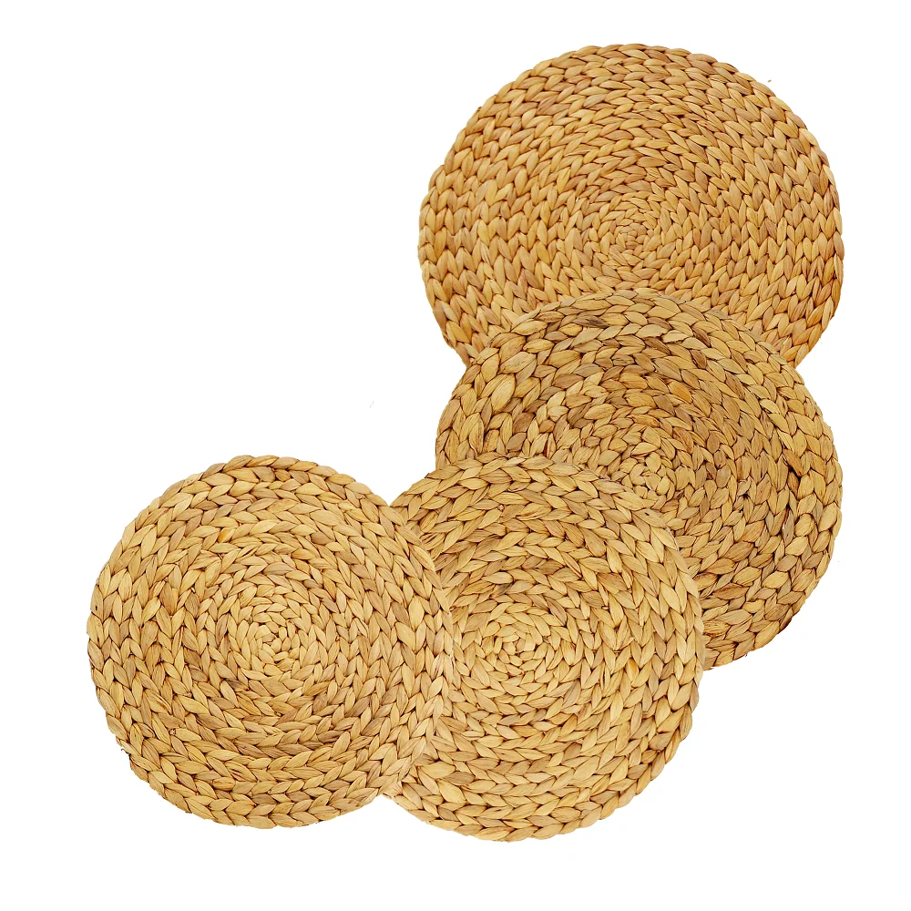 Round Shape Water Hyacinth Home Textiles Handmade Natural Color Solid ...