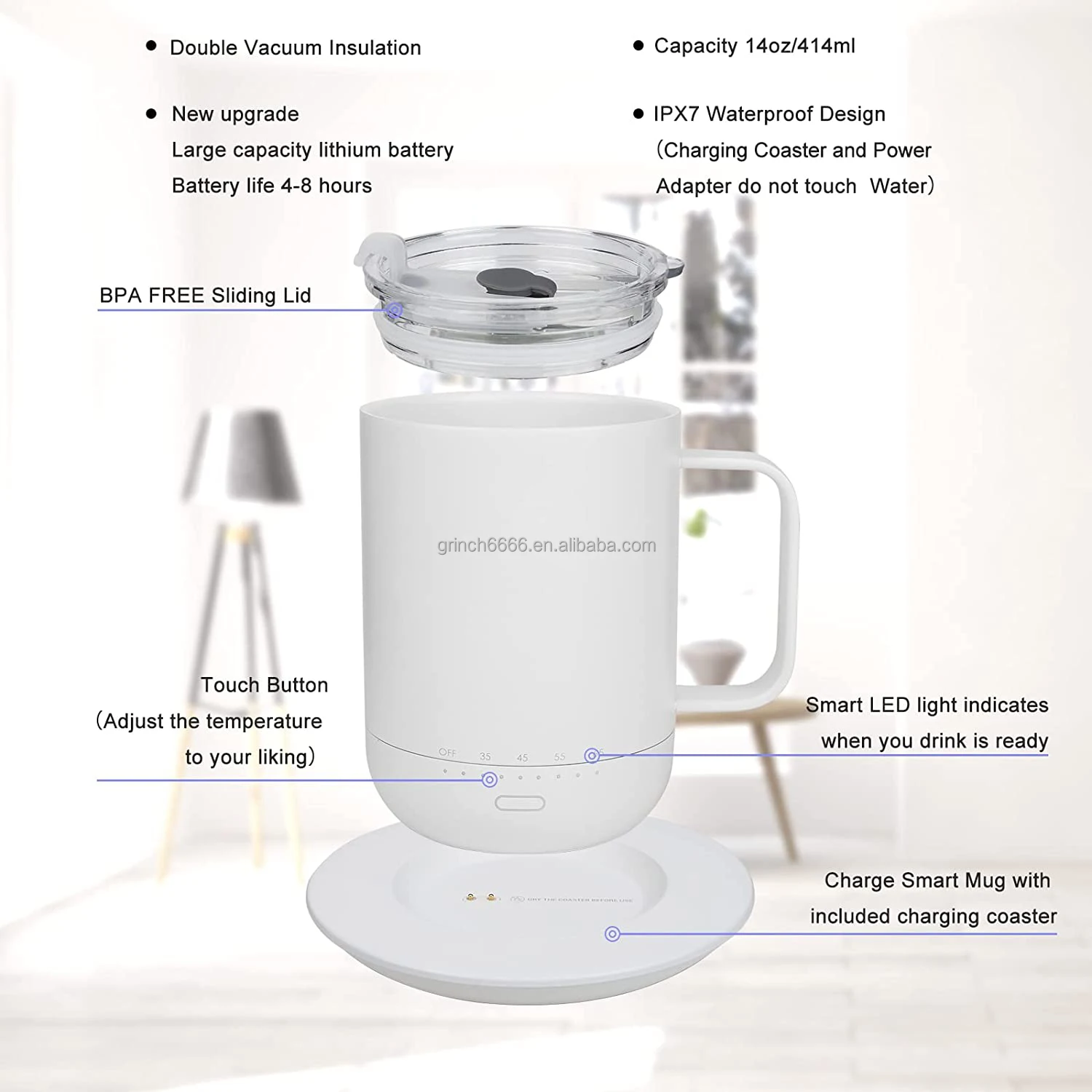 14 Oz Smart Temperature Controller Coffee Mug - Keep Warm