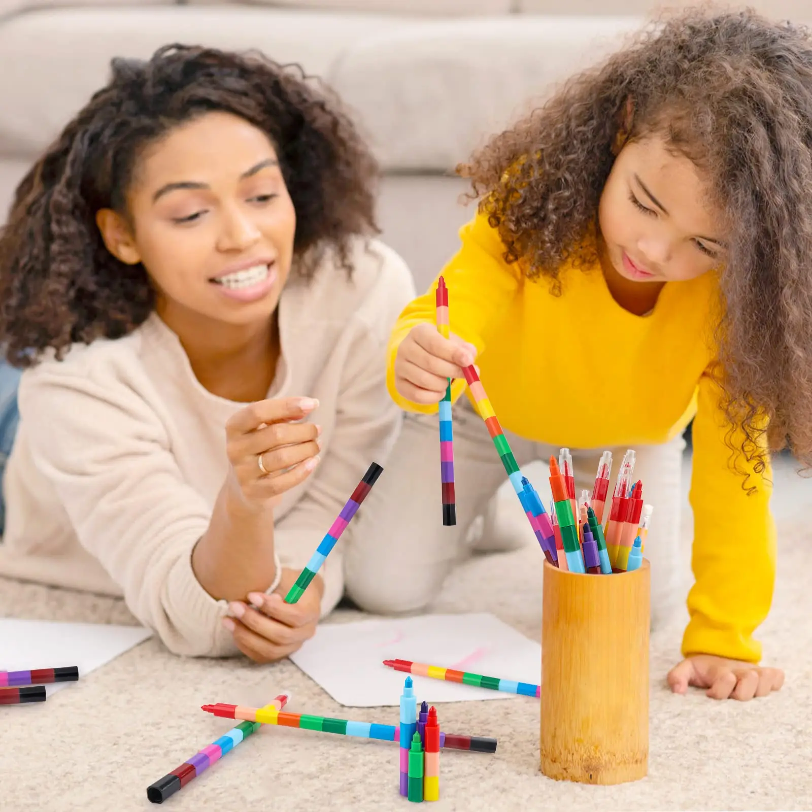 12 Color Square Stacking Crayons Assemblable Children Diy Graffiti ...