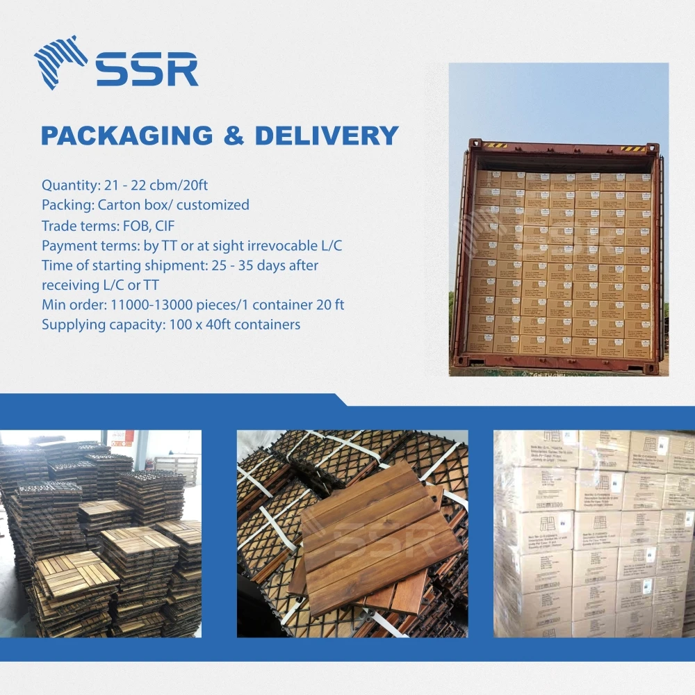 Ssr Vina - Acacia Wood Decking Tiles - Outdoor Flooring With Interlocking Wood Deck Tiles For ...