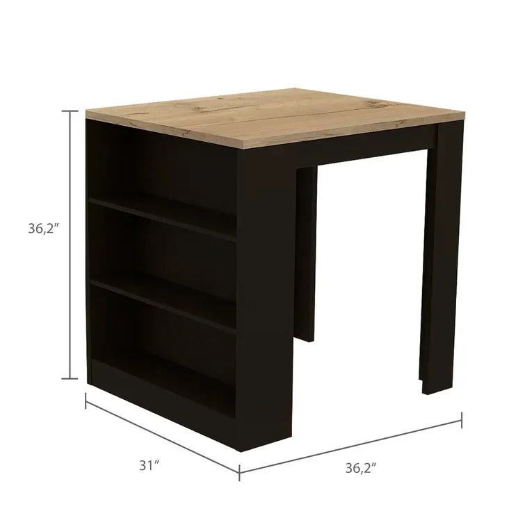 Flack Pack Free Standing Small Black Wood Kitchen Modern Island with ...