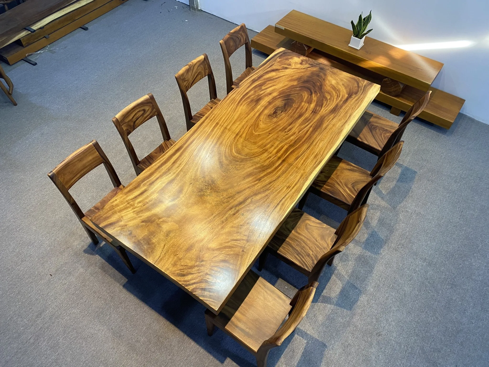 Vietnam Factory Saman Natural Solid Table For Dining Room With Good ...