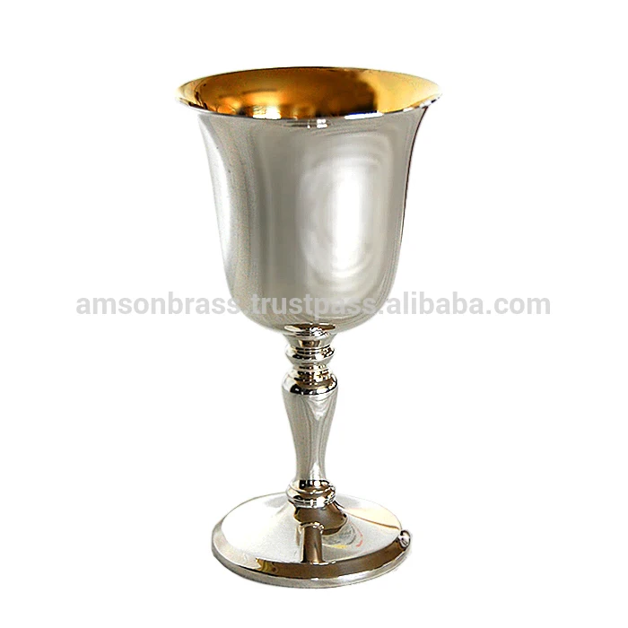 High Quality Embossed Metal Brass Wine Goblet Decorative Tumbler Glass
