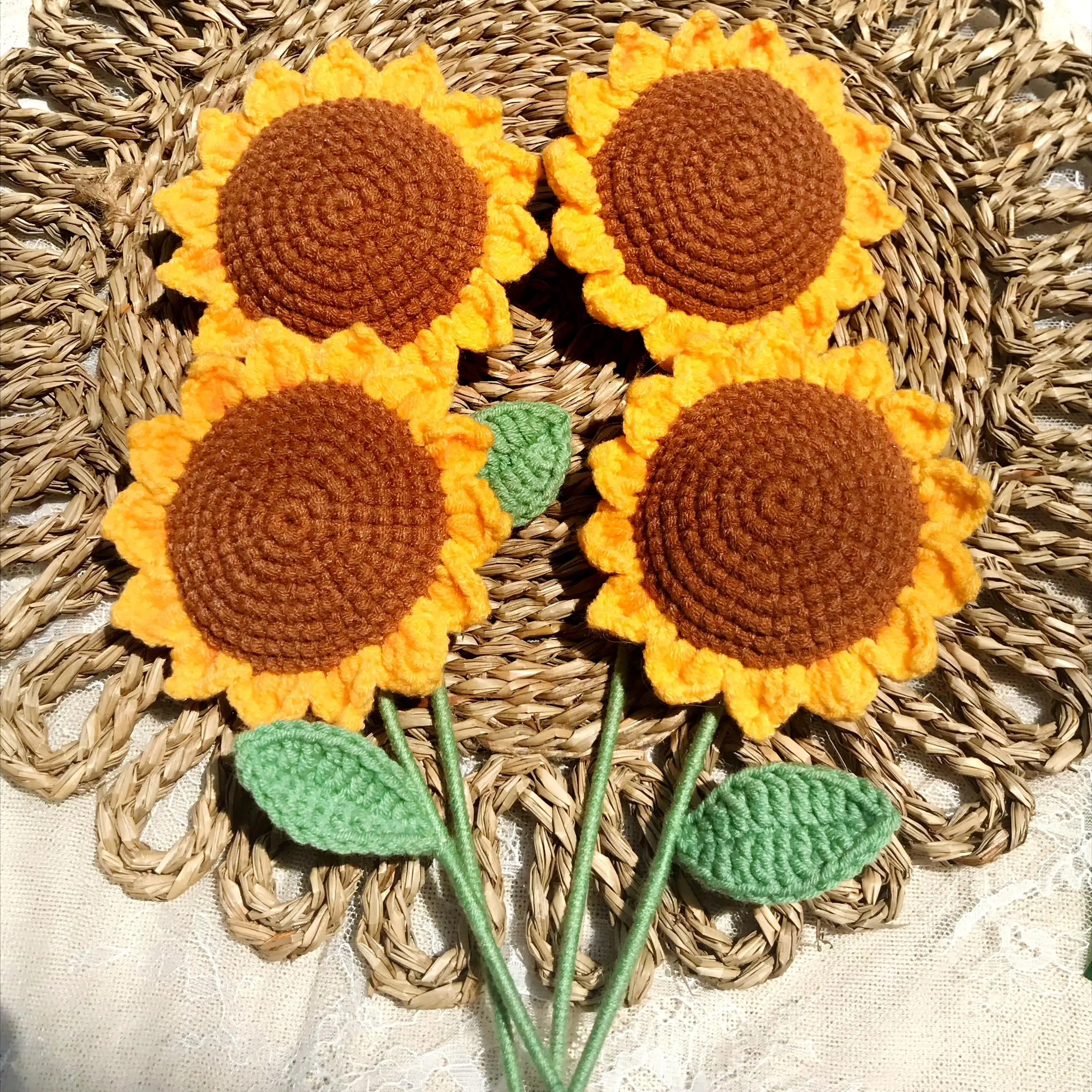 Handmade Crochet Flower & Plants Home Decoration Mixed Pink Rose ...