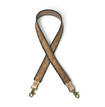 Hand Embossed Black Leather Braiding Adjustable Bag Strap Fully Custom ...