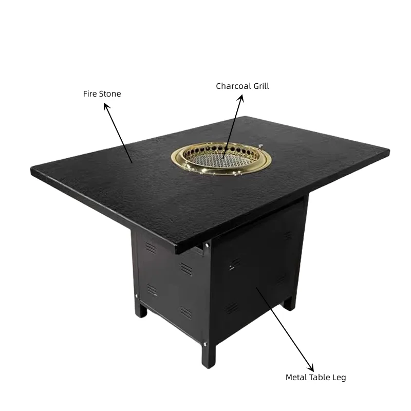 Korean BBQ Fire Stone Smokeless Restaurant Table - Customizable BBQ ...