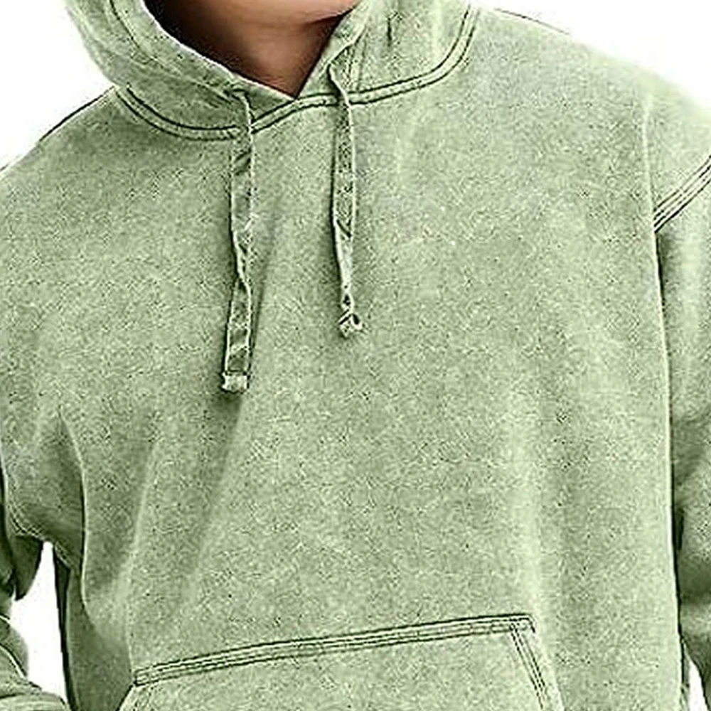 Custom Fade Printed Hoodie Men Pure Cotton Vintage Black Acid Wash ...