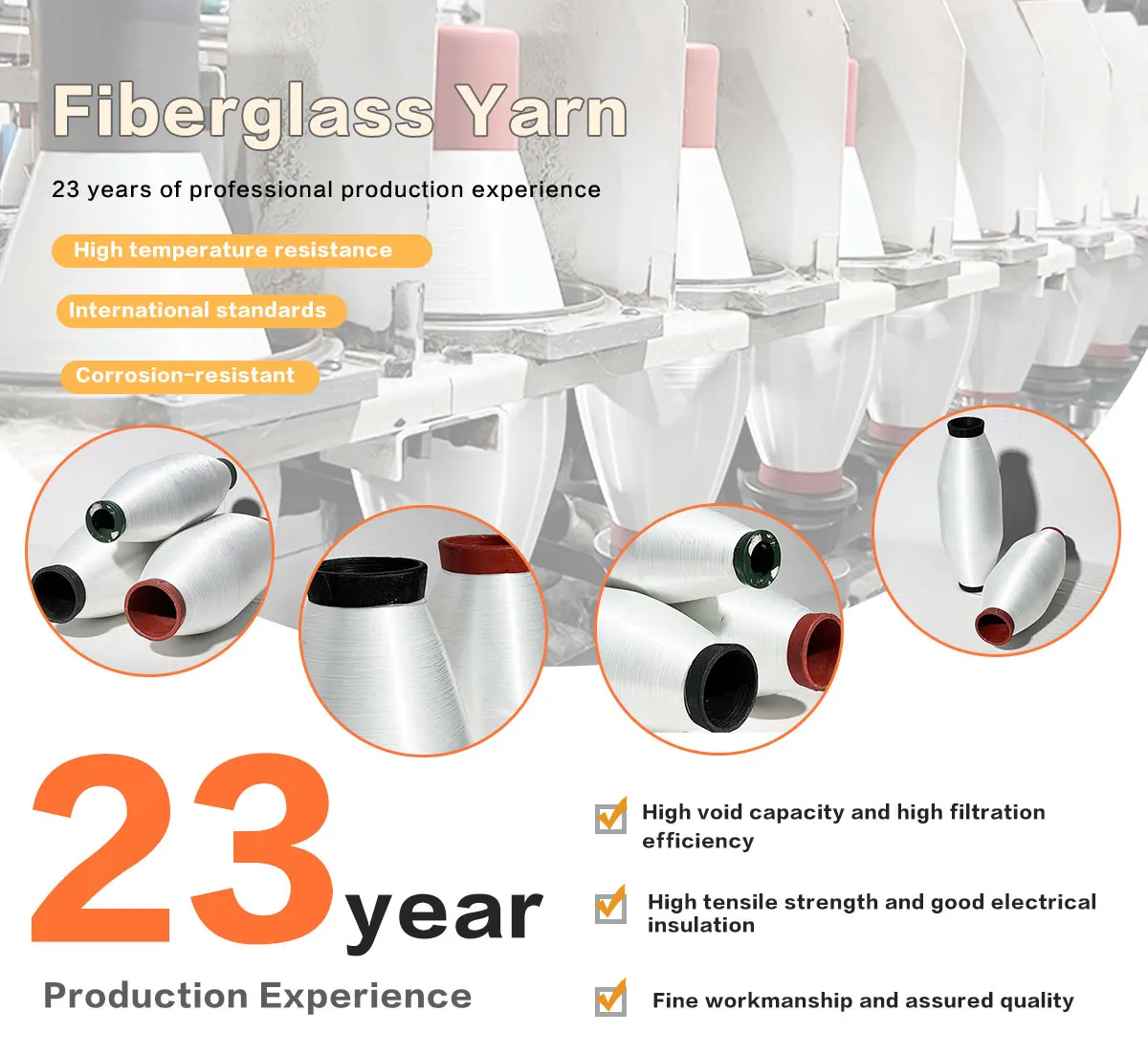 High Temperature Reinforced E-glass Fiber Yarn For Fiberglass ...