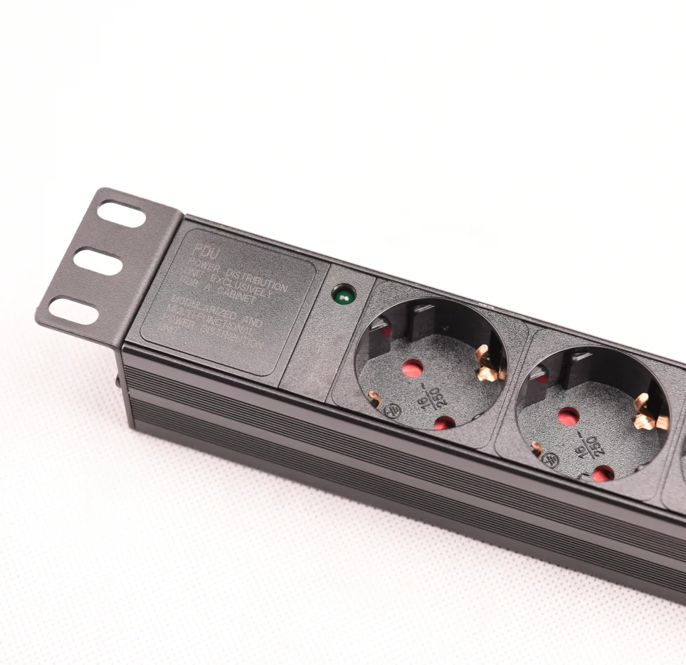 19 Inch 1U 8 Ways Germany Schuko Socket Rack PDU With Power Indicator ...