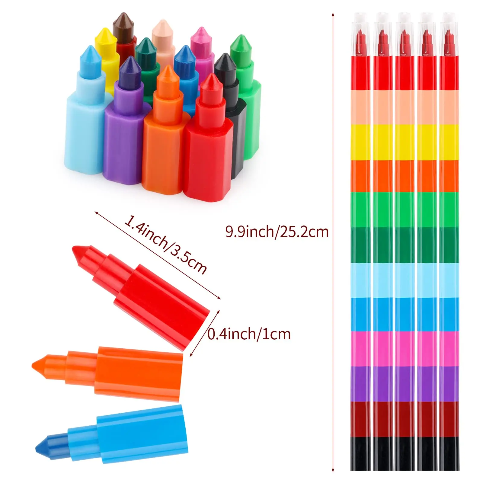 12 Color Square Stacking Crayons Assemblable Children Diy Graffiti ...