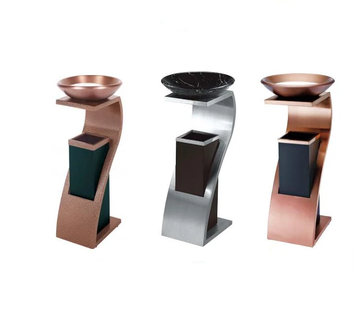 New Concept Lacquer Stainless Steel Trash Bin With Ashtray Hotel Lobby ...