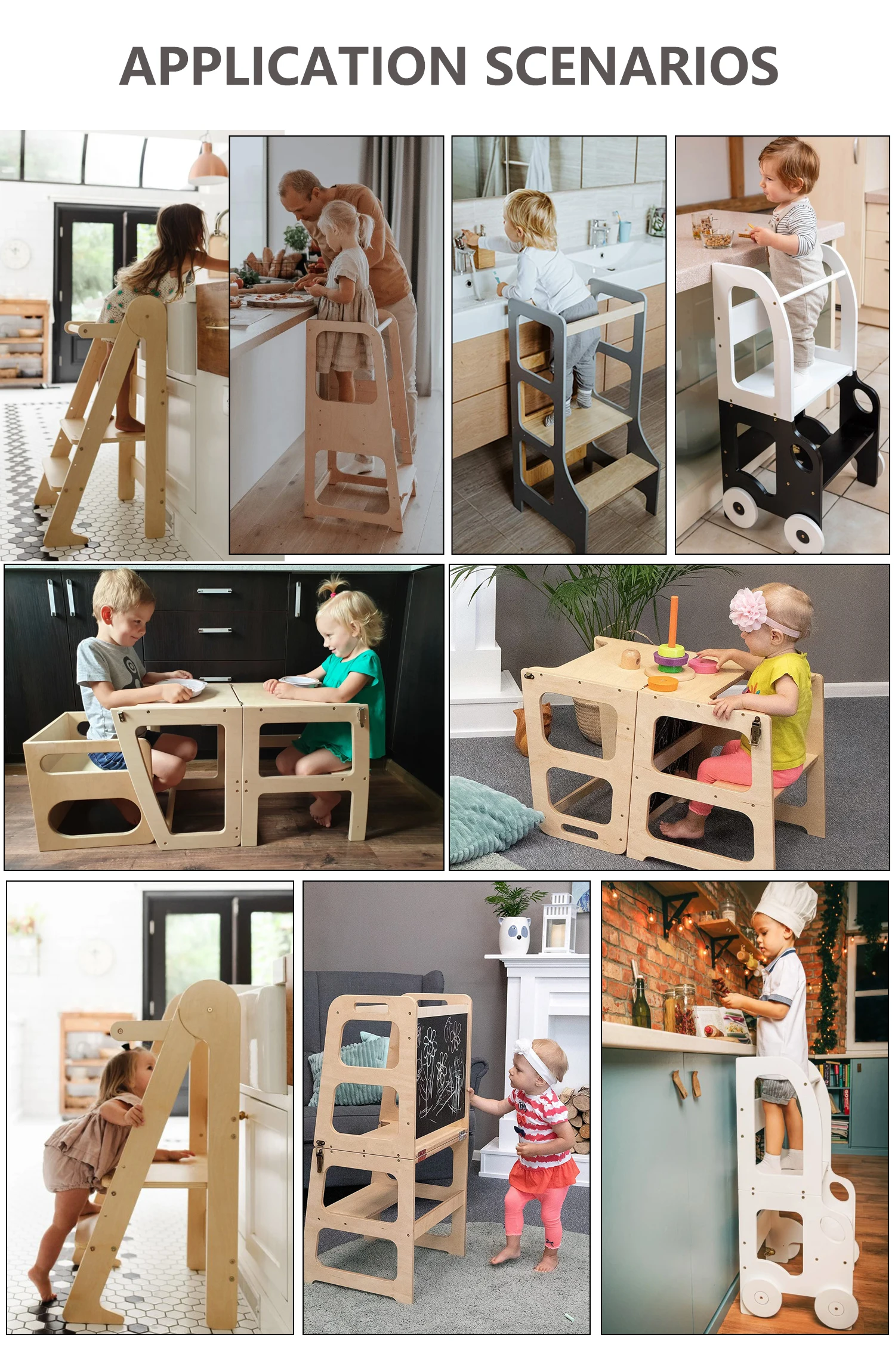 Montessori Multi-use Learning Tower Children's Hand Washing Stool Baby ...