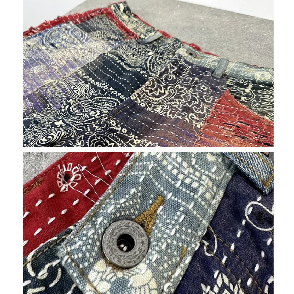 SENSE Customized Heavy Distressed Repaired Boro Kapital Men Denim Jeans ...