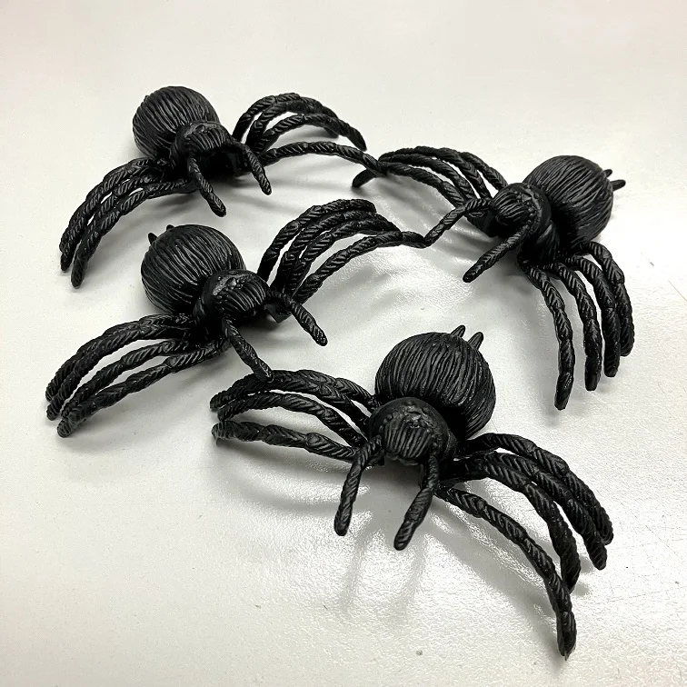 Oem Halloween Creature Pvc Black Spider 4pcs Set Decoration Party Favor ...