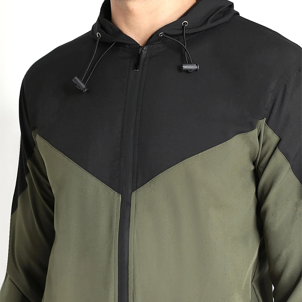 Black Olive-green Color Blocked Tracksuit Customized Training Wears Men ...