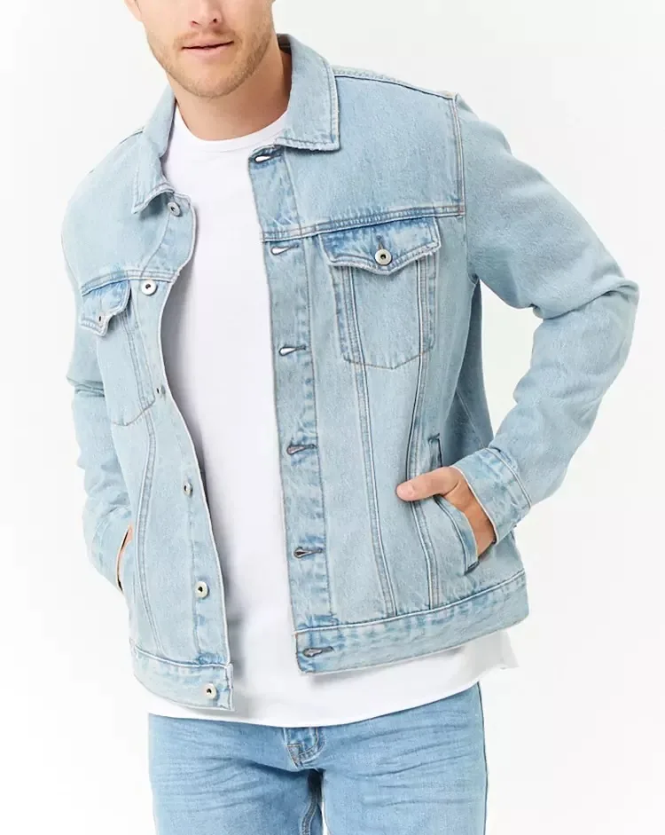 Custom Denim Jacket Men Designer Casual Cotton Jacket Blue Boy Zip ...