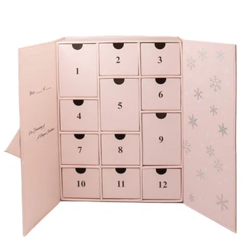 Cardboard Pink Advent Calendar Box Empty Custom Luxury Gift Box For 10 ...