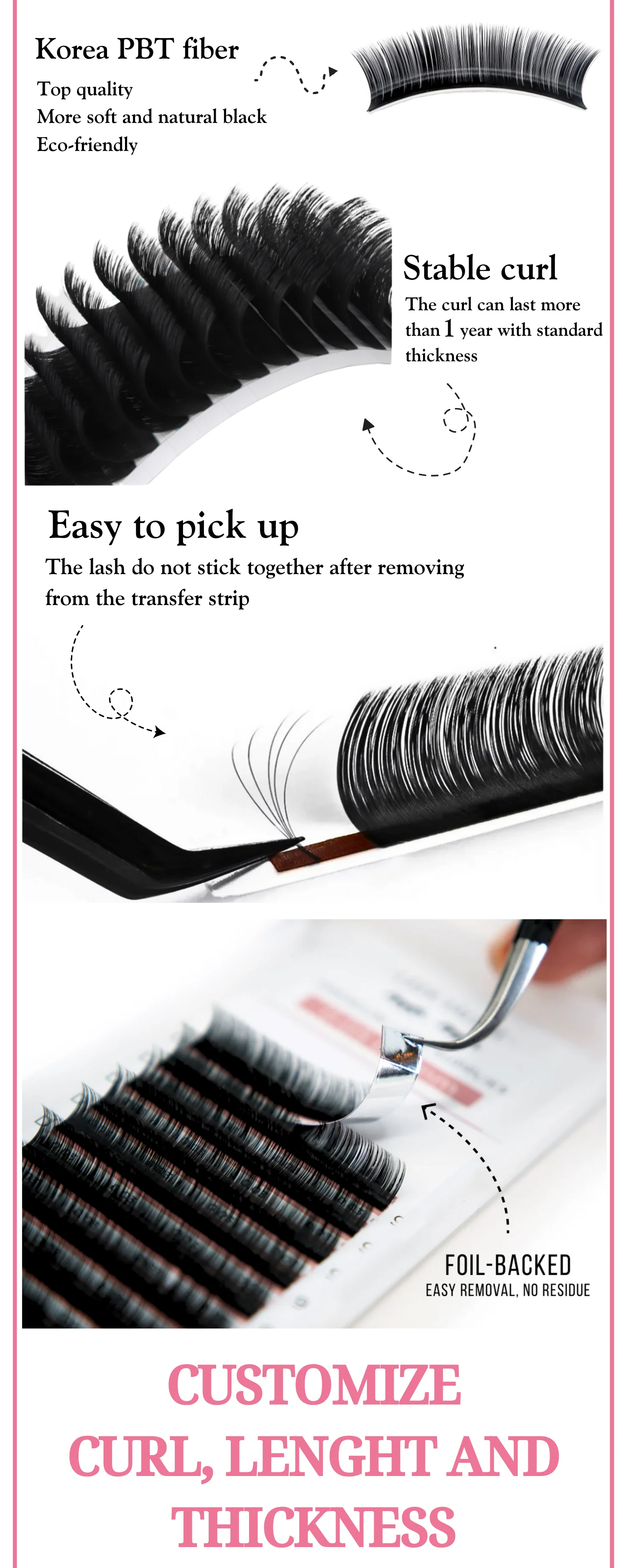 Flat Natural Long D Curl Supplies Classic Eyelash Extension Trays Russian Volume Lash Individual ...