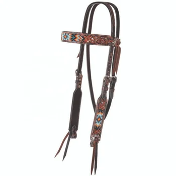 Custom Made High Quality Leather Beaded Headstall With Hand Tooling ...