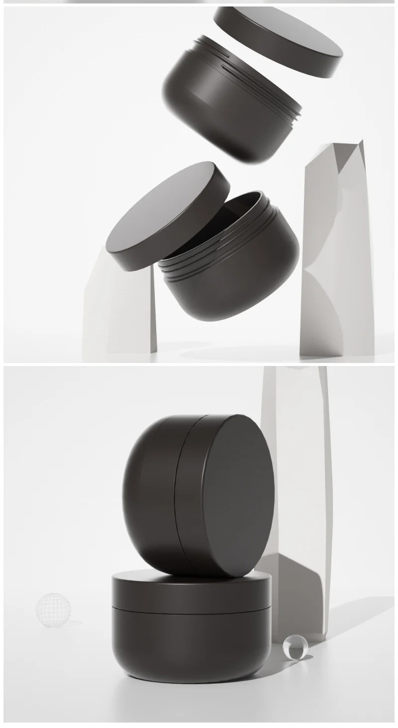 300ml Wide-mouth Plastic Bowl Shape Frosted Black Body Cream Container ...