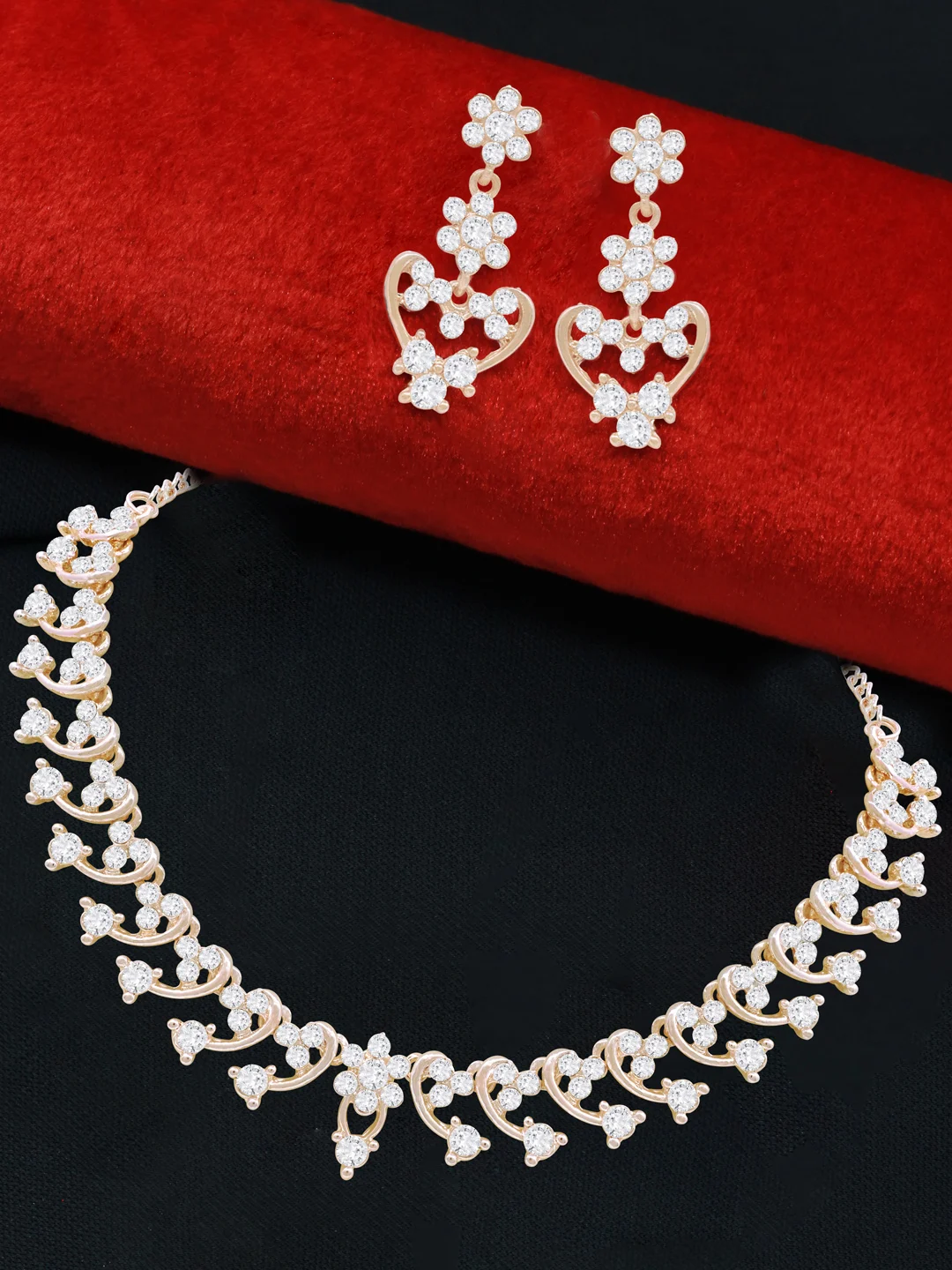 Alex Jewellery -Delicated Floral Austrian Diamond Choker Necklace Set ...