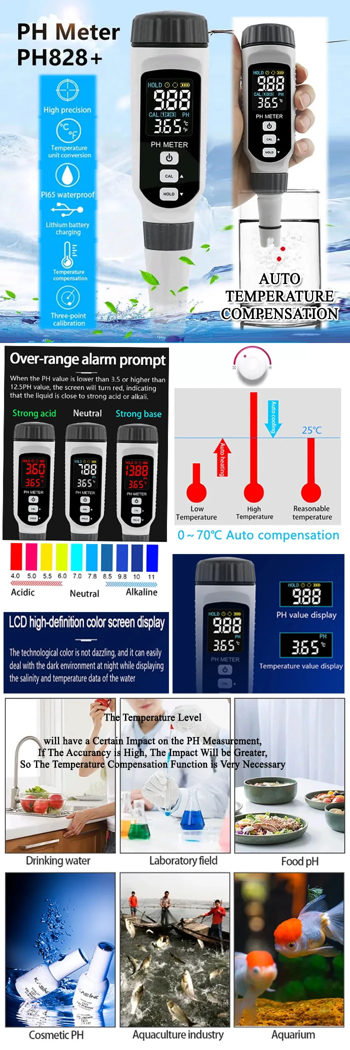 Smart Sensor PH828+ - Precision PH Meter for Water Quality