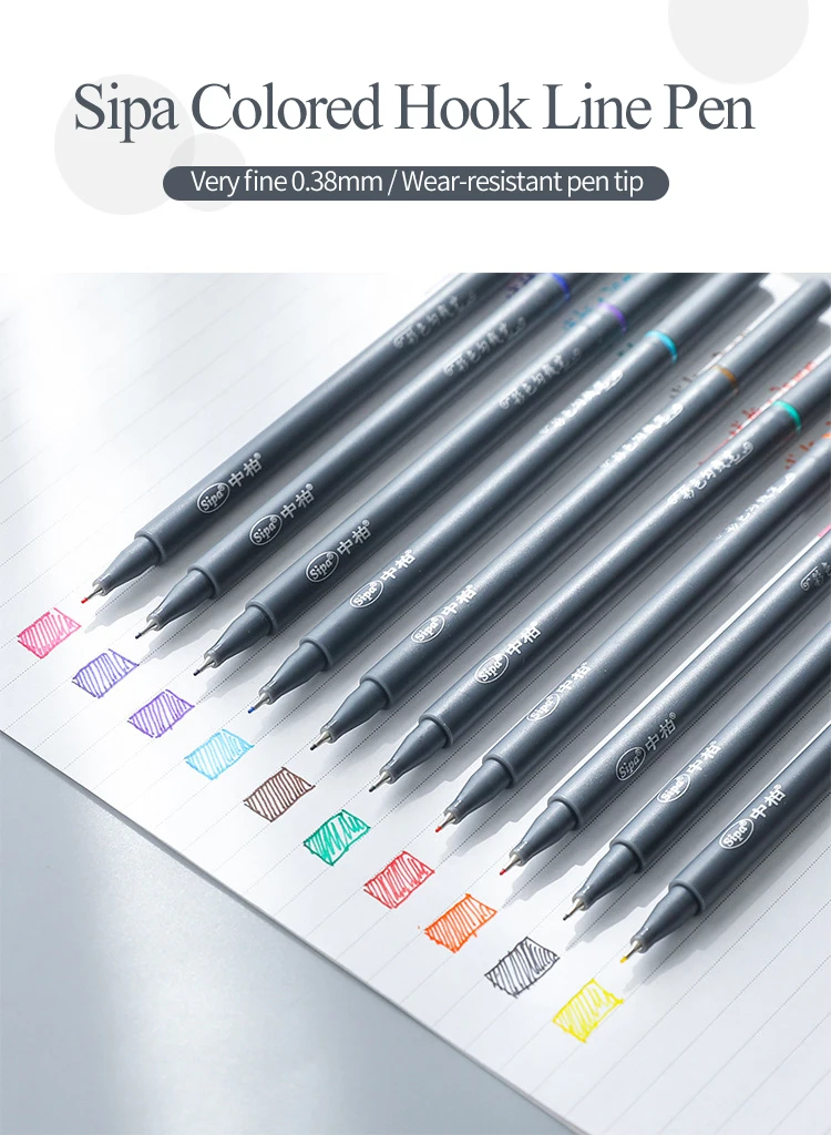 SIPA SR153 Color Hook Line Fine Liner Pen - 10/24 Colors