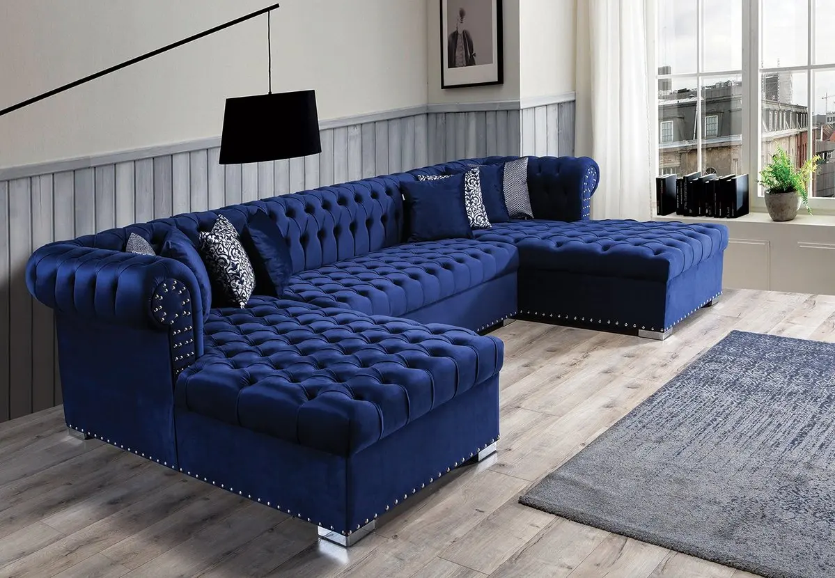 Winforce Factory Wholesale Modern 7 Seater U Shape Sofa Velvet ...