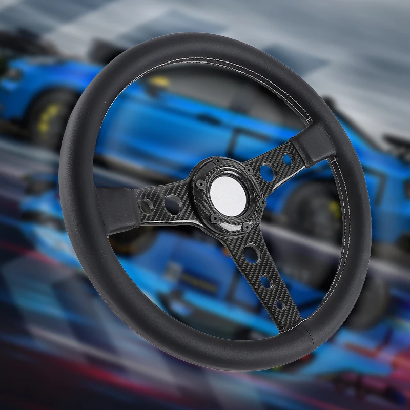 345mm Deep Dish Suede Steering Wheel Carbon Fiber Car Steering Wheel ...