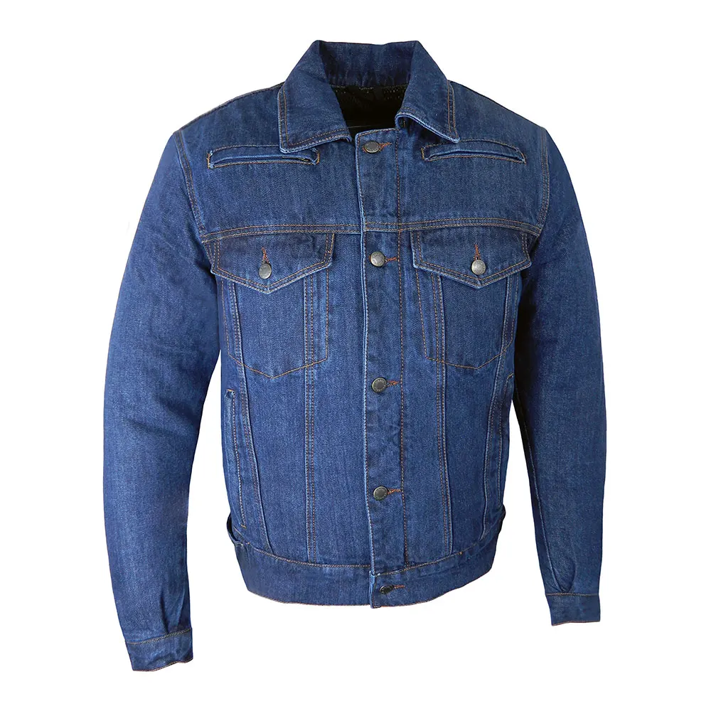 Mens Blue Denim Jacket Classic Jean Outerwear with Turn Down Collar ...