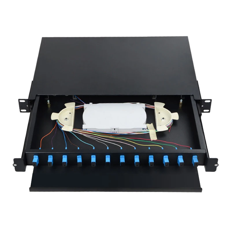 24 Port Fiber Optic Rotate Patch Panel,Loaded With 24 Multimode Sc Apc ...