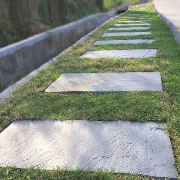 Outdoor Large Irregular Shape Stepping Stone Natural Dark Grey Slate ...