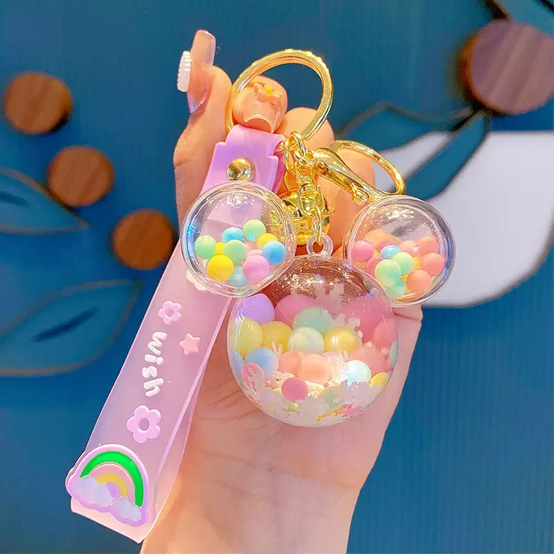 2023 Product Cute Mouse Liquid Filled Llavero Oiled Pink Oil Into Milk ...