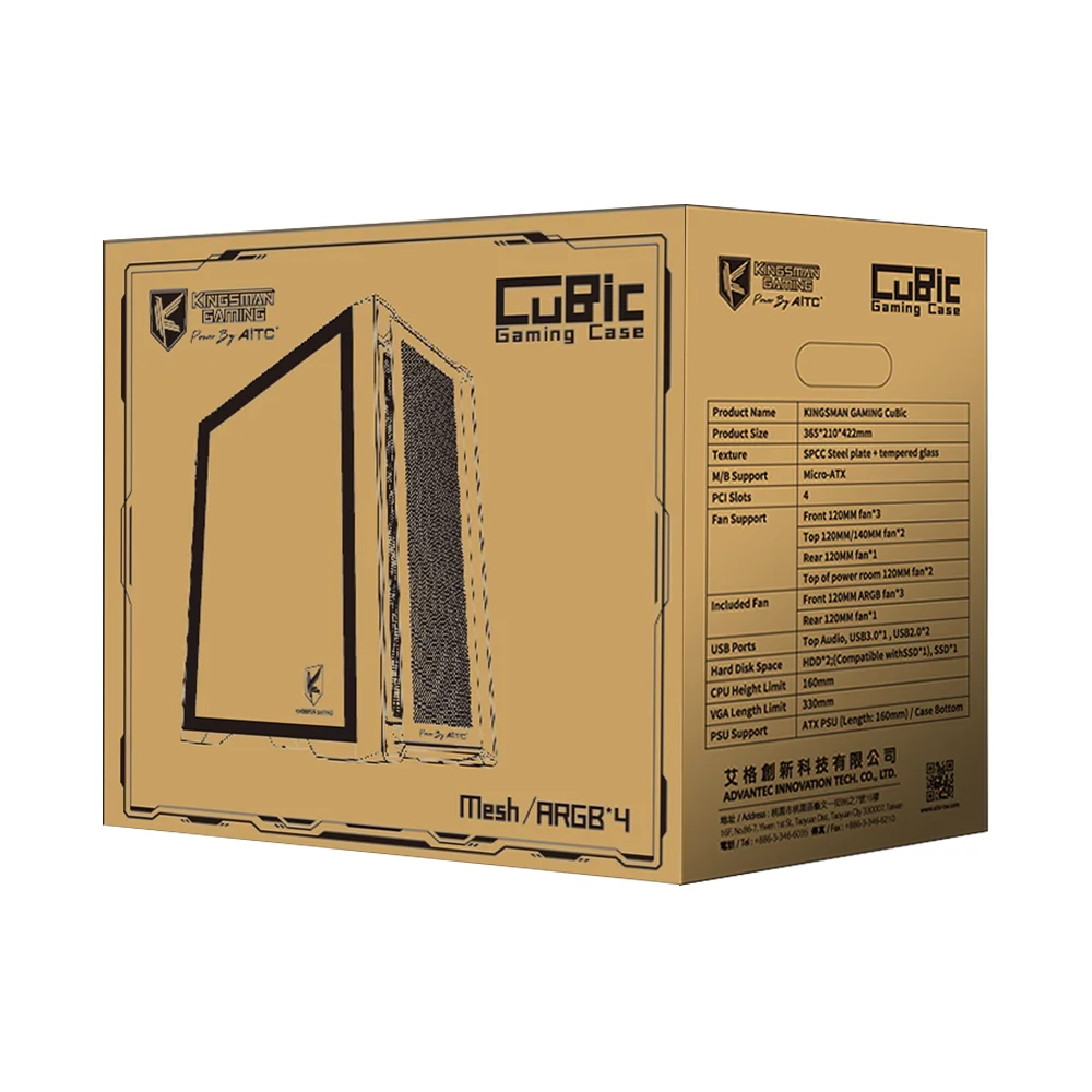 Chassis Gaming Pc Case With Argb Fans And Tempered Glass For M-atx ...