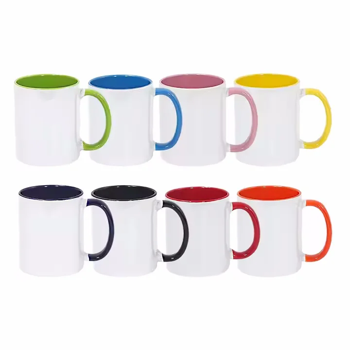 11oz Sublimation Mug With Colorful Rim Blank Pottery & Enamel Different ...