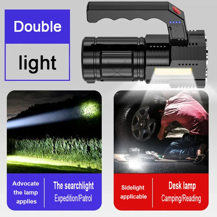Super Bright COB LED Powerful Flashlight Searchlight Lampe Torche ...