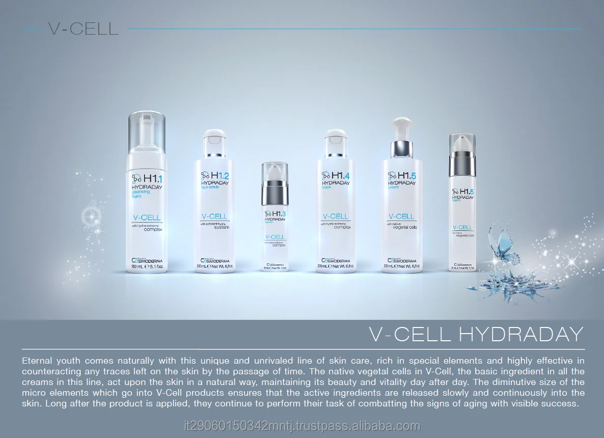 Private Label V-cell Hydraday H3.1 Toning Lotion Cosmoderma Skincare 200/500 Ml Made In Italy ...