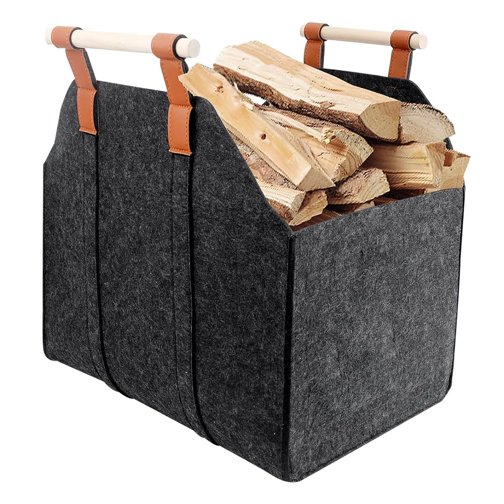 5mm Eplace Firewood Log Bag Wood Holder Foldable Felt Handbag Tote Felt ...