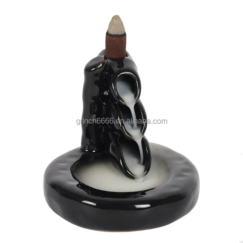 smoke fountain Waterfall Backflow Incense Burner black waterfall ...